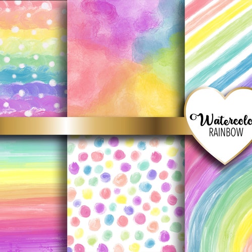 Rainbow Patterns Digital Scrapbook Paper Volume 1 Bright - Etsy