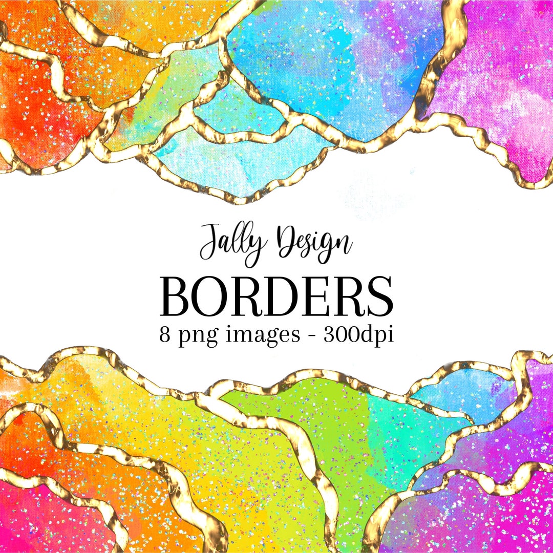 Vibrant Rainbow Watercolor Borders Clip Art. Colorful Edges Clipart. - Etsy