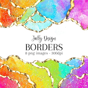 Vibrant Rainbow Watercolor Borders Clip Art. Colorful Edges Clipart. - Etsy