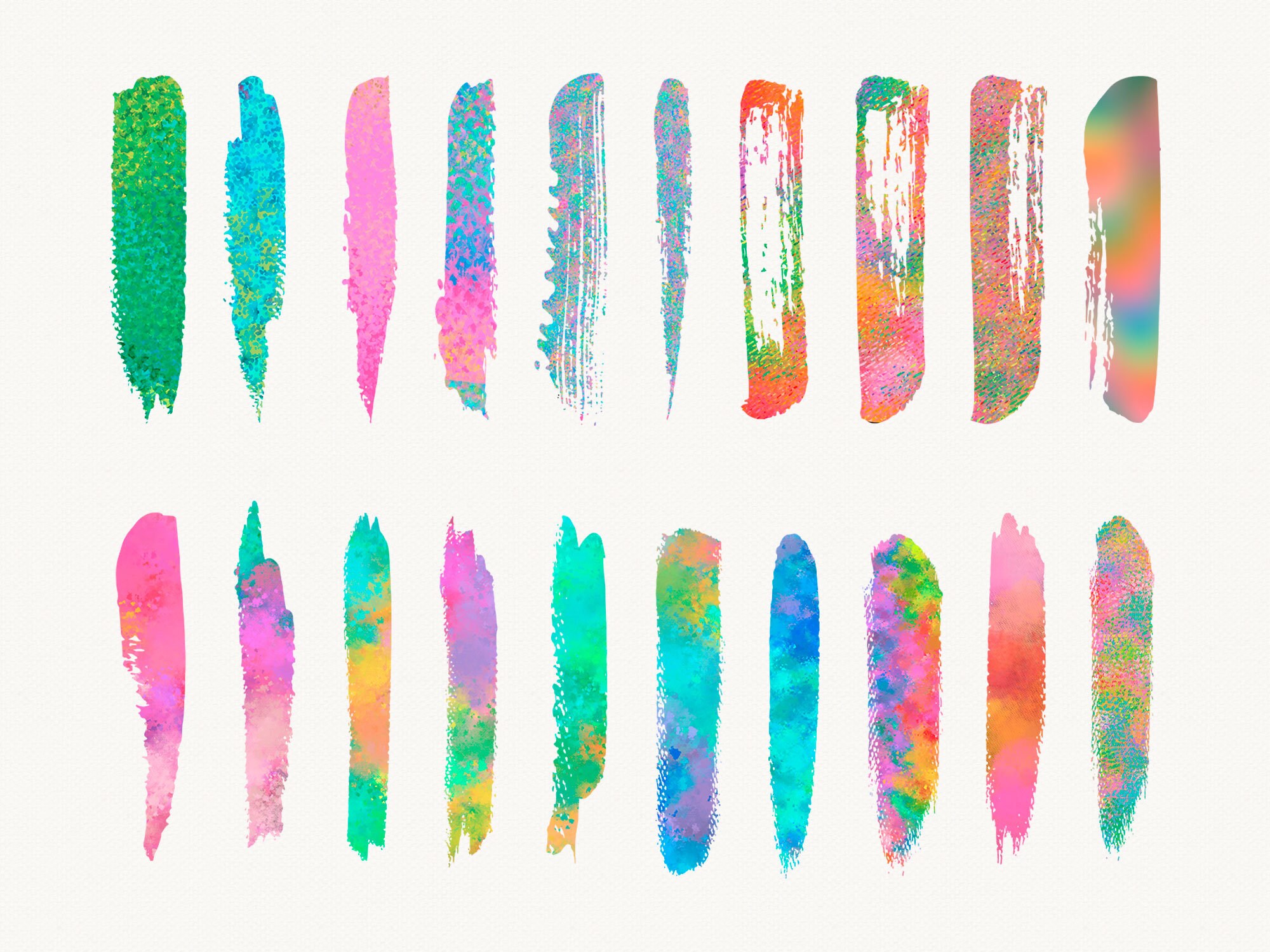 Rainbow Brush Strokes PNG 80 Clip Art - Etsy