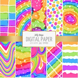 Rainbow Digital Paper Collection. Abstract Colorful Art Backgrounds. - Etsy