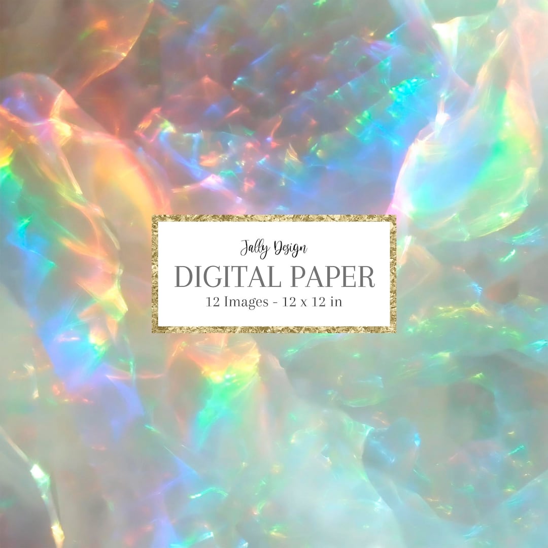 Fractal Rainbow Digital Paper. Iridescent Crystalline Watercolor ...