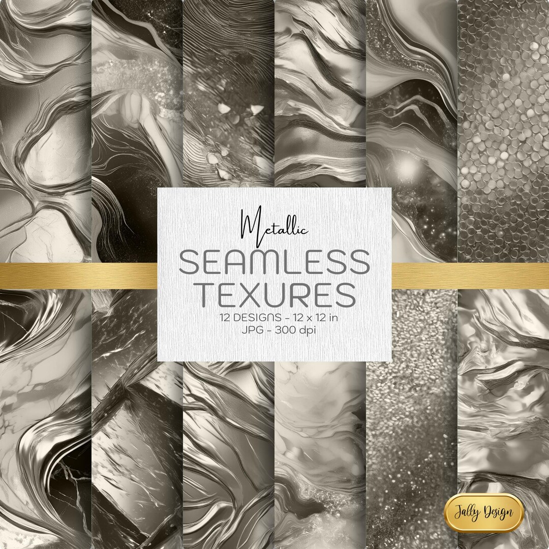 Silver Green Metallic Seamless Patterns. Foil Texture Digital Paper. - Etsy