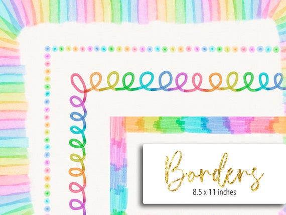 Pastel Rainbow Highlighter Borders Collection | Etsy