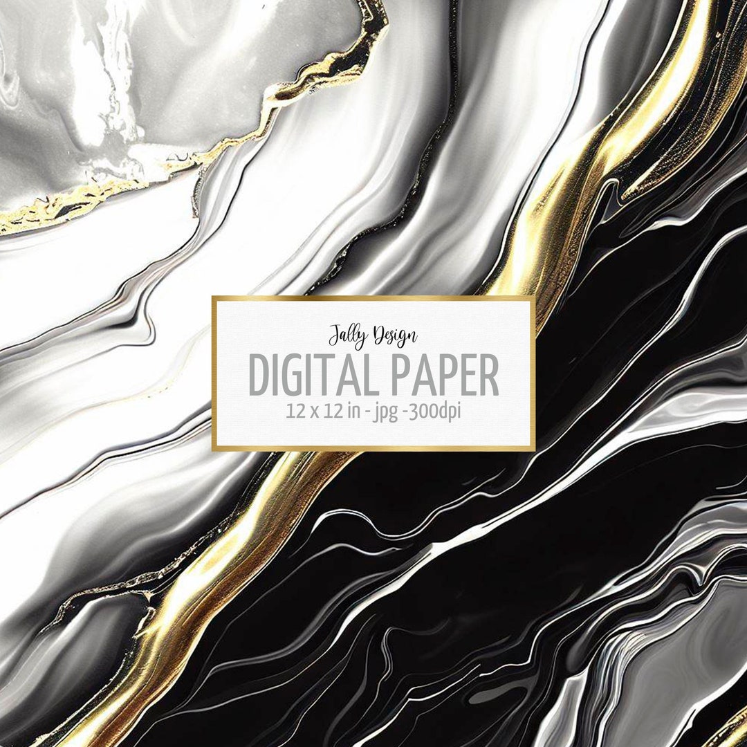 Black and White Marble Texture - Digital Paper Set - Etsy