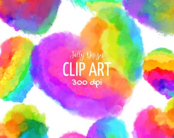 Watercolor Hearts Bundle, Wedding Clip Art, Watercolor Art, Watercolor ...