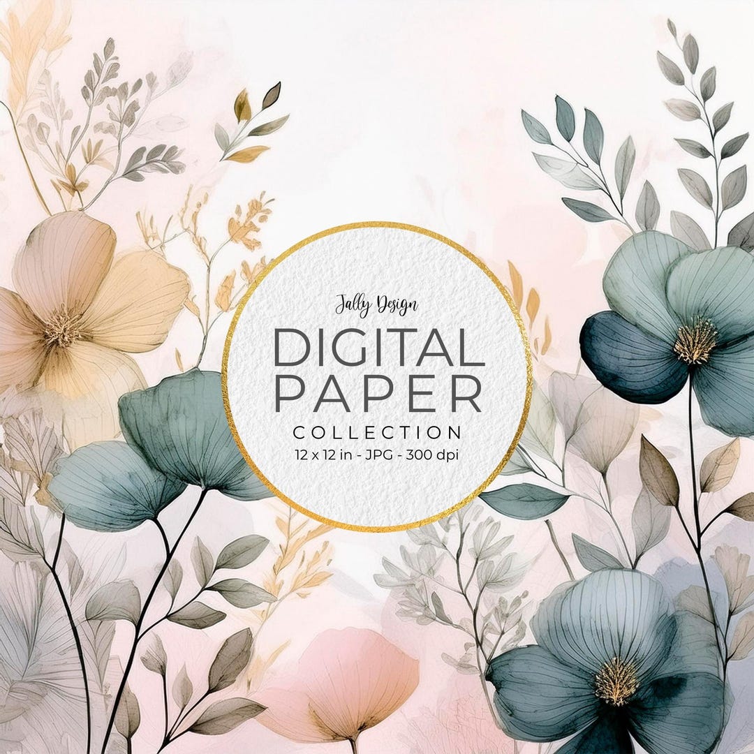 Aesthetic, Soft Watercolor Floral Digital Paper Collection. - Etsy