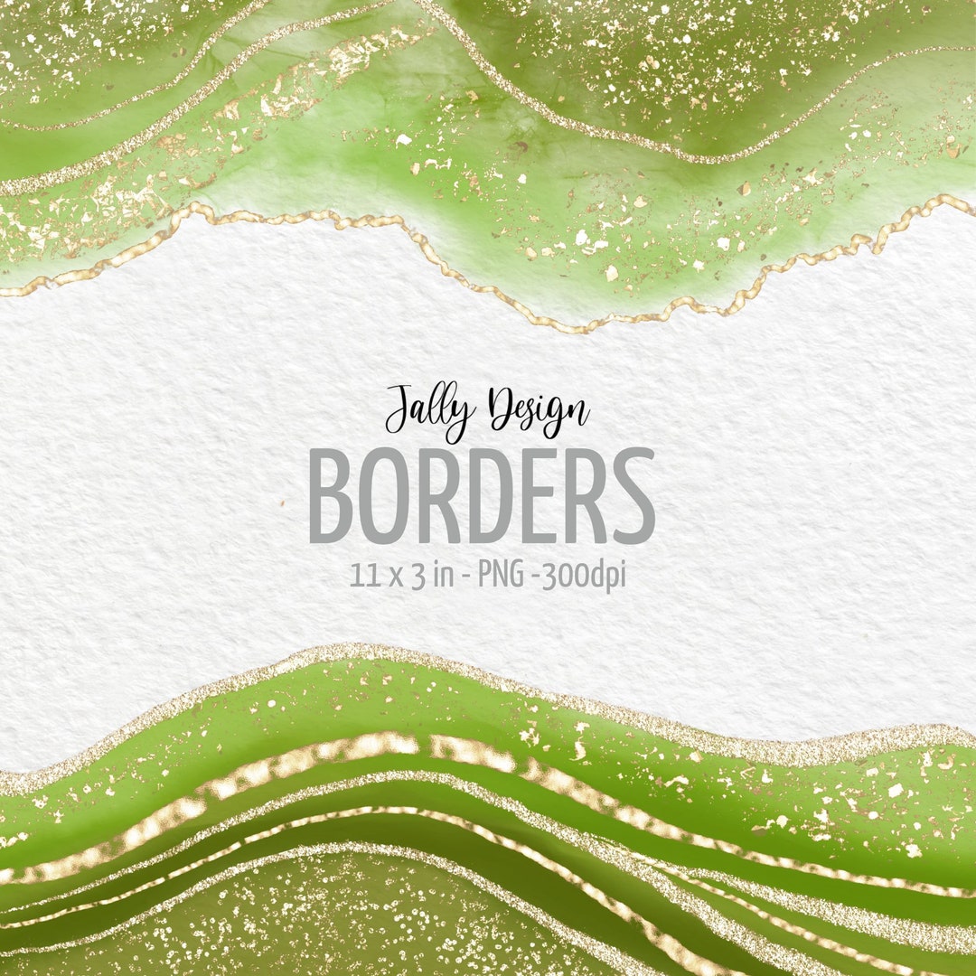 Watercolor Pastel Green Border Clipart. Light Green Agate Elegant ...