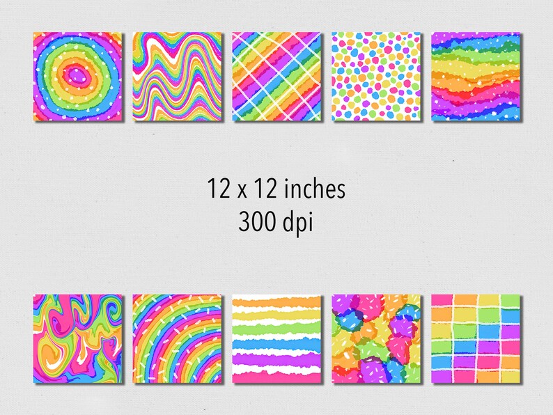 Rainbow Digital Paper Collection | Etsy