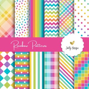 Rainbow Patterns Digital Paper Collection - Etsy