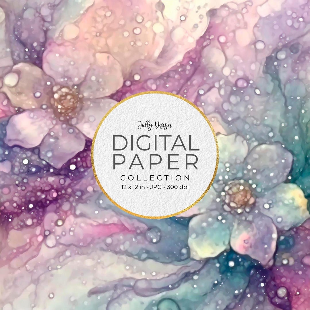 Pastel Iridescent Alcohol Ink Flowers Digital Paper - Etsy