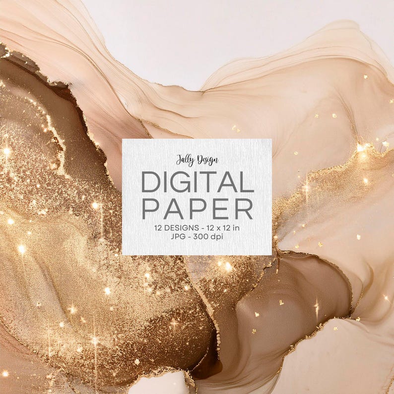 Gold Glitter Beige Alcohol Ink Digital Paper (12x12in JPG) - Etsy