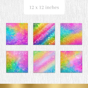 Vibrant Rainbow Glitter Textures, Rainbow Digital Paper, Glam ...