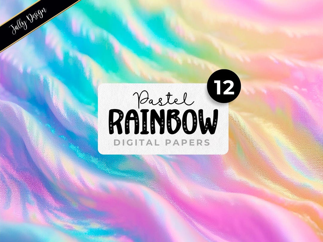 Pastel Rainbow Glittery Digital Paper Collection - Etsy