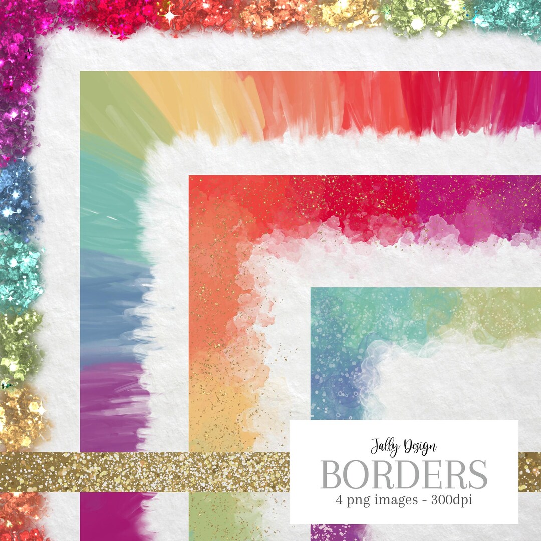 Rainbow Sunshine Borders PNG - US Letter 8.5x11 Frames - Etsy