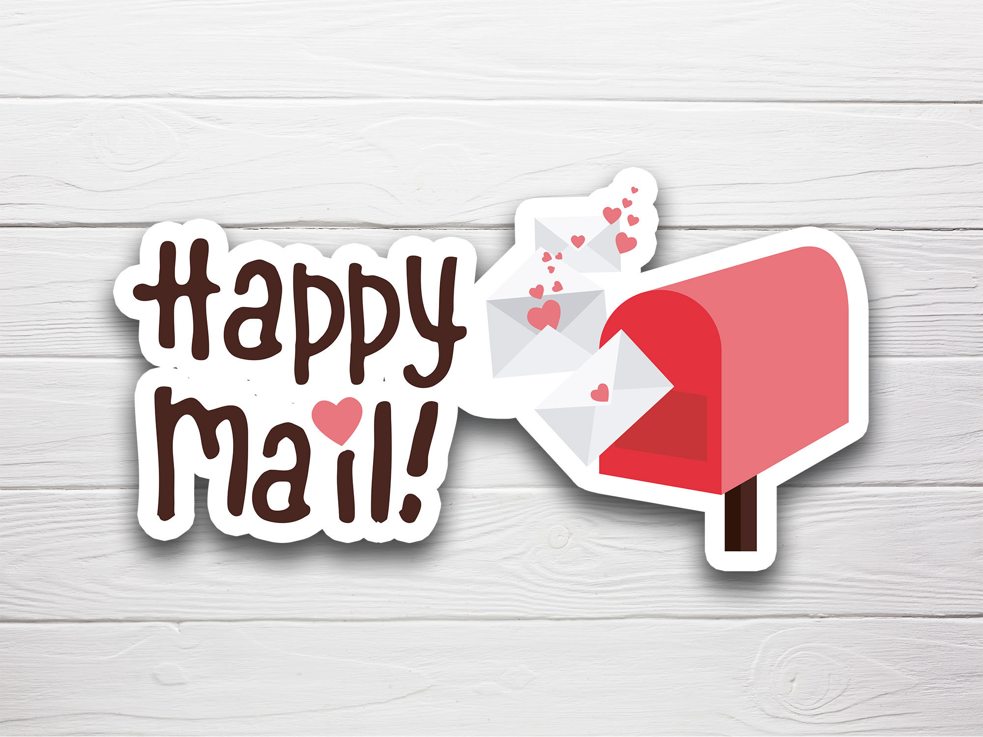 Happy mail Sticker PNG Mailbox and hearts label | Etsy