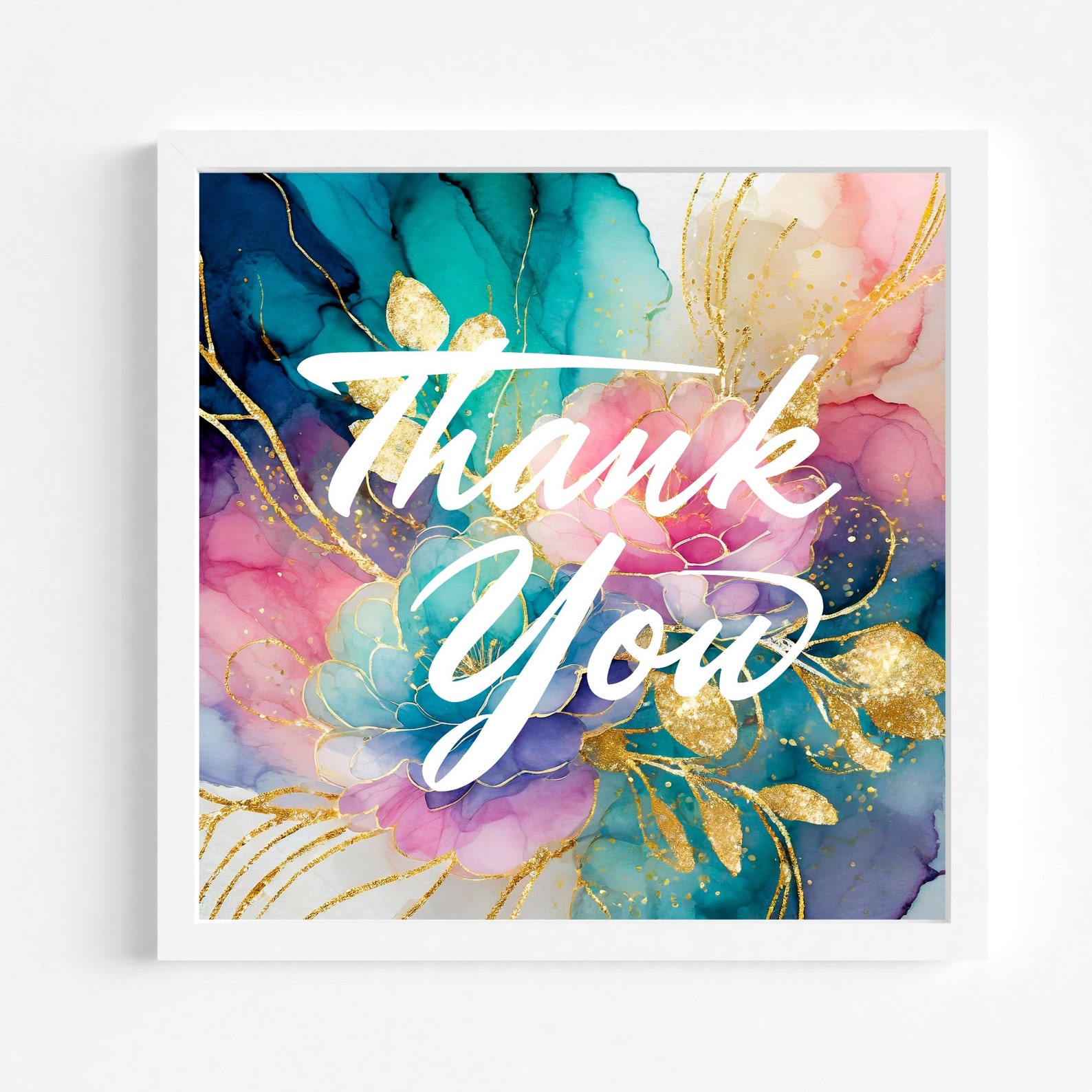 Rainbow Alcohol Ink Flowers With Golden Foil Digital Paper - Etsy