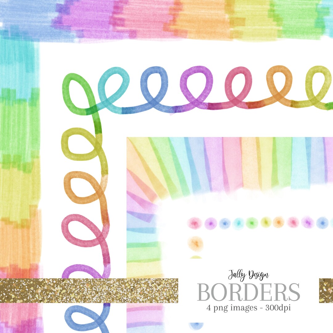 Pastel Rainbow Highlighter Borders Collection - Etsy