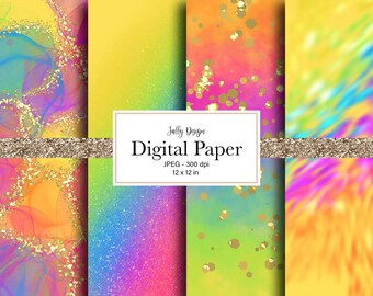 Glitter Rainbow Digital Paper Collection - Etsy