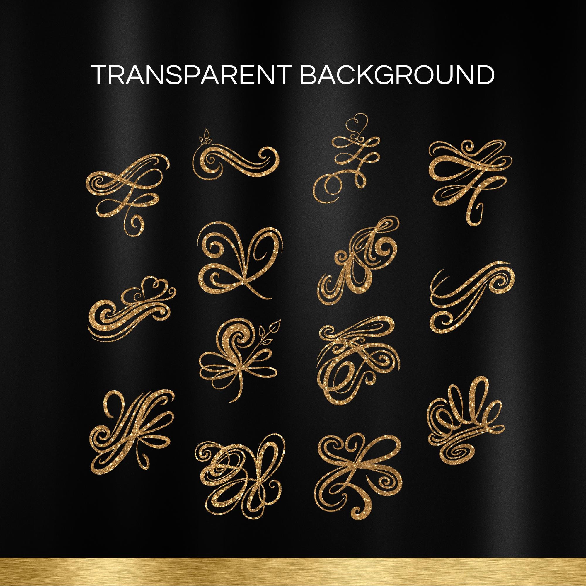Abstract Shapes Clip Art - Golden Glitter - PNG Graphics - Etsy