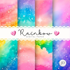 Pastel Rainbow Watercolor Digital Paper, Colorful Textures - Etsy