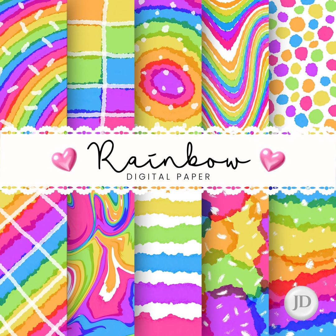 Rainbow Digital Paper Collection. Abstract Colorful Art Backgrounds. - Etsy