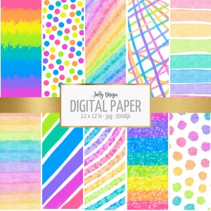 Pastel and Blue Rainbows Digital Paper Cute Rainbow Seamless - Etsy