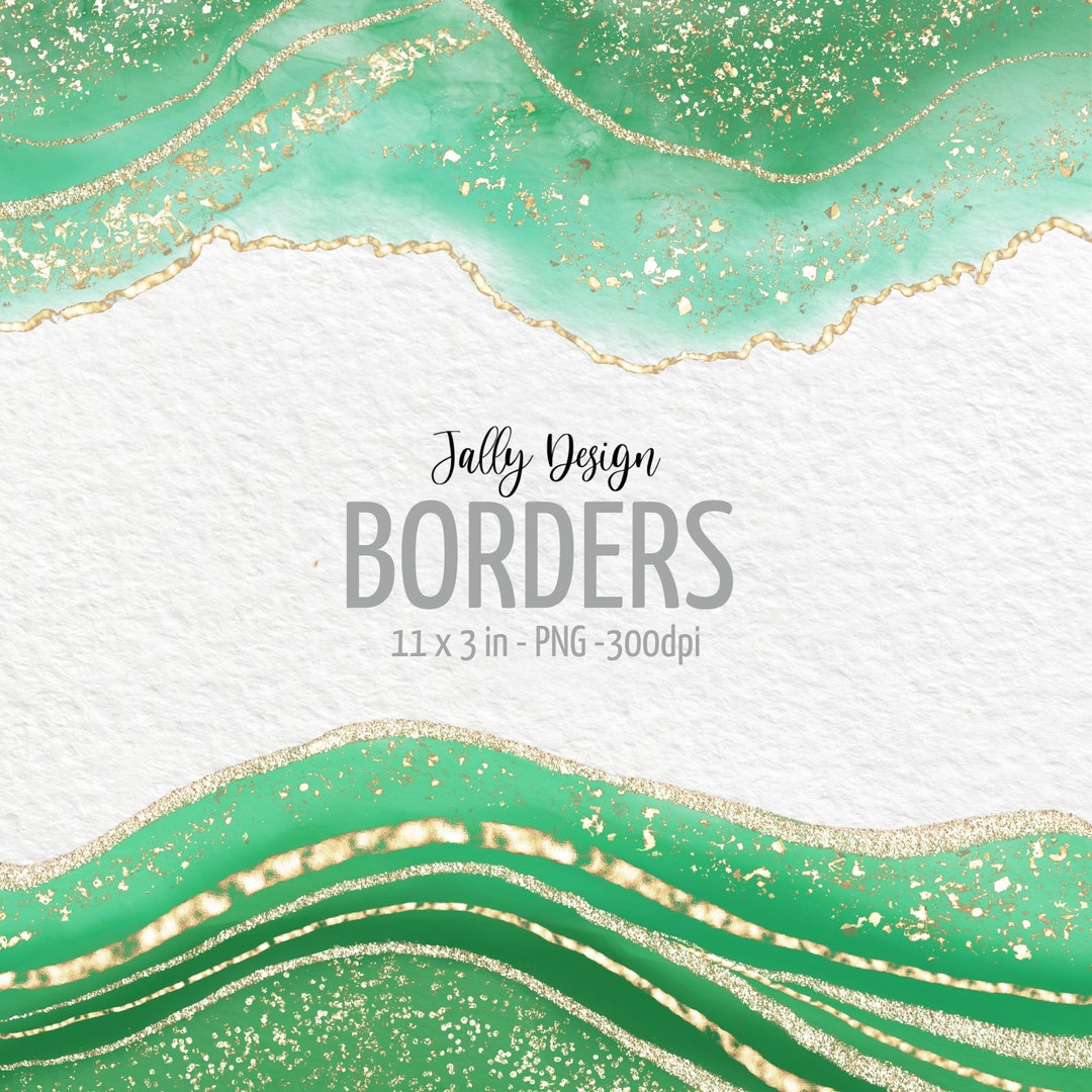 Watercolor Pastel Green Border Clipart. Light Green Agate Elegant ...