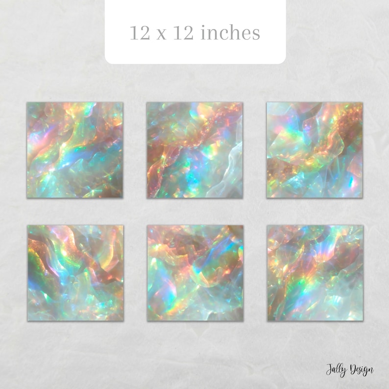 Fractal Rainbow Digital Paper. Iridescent Crystalline Watercolor ...