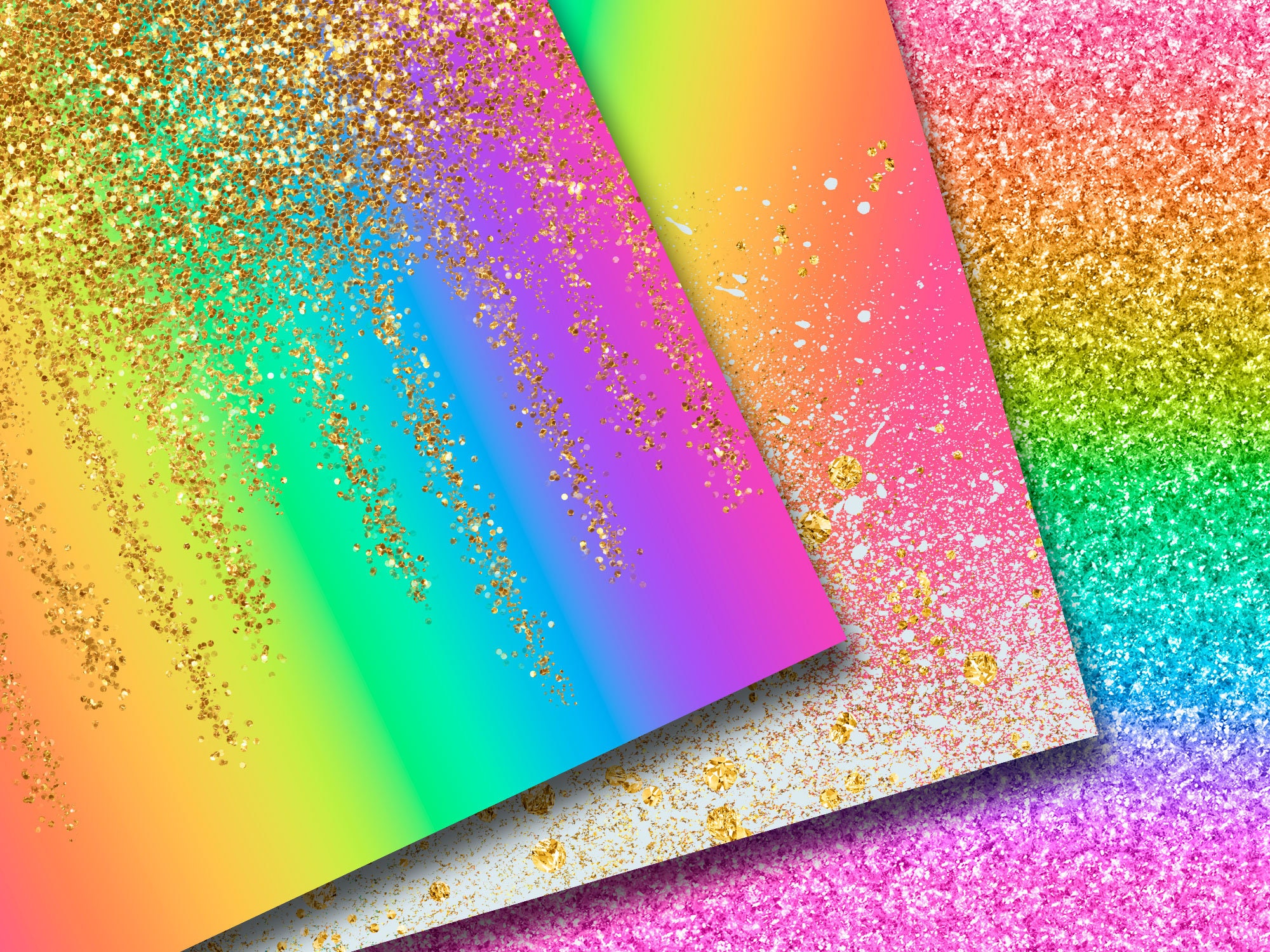 Paper Paper, Party & Kids Rainbow Colored Glitter Digital Scrapbook ...
