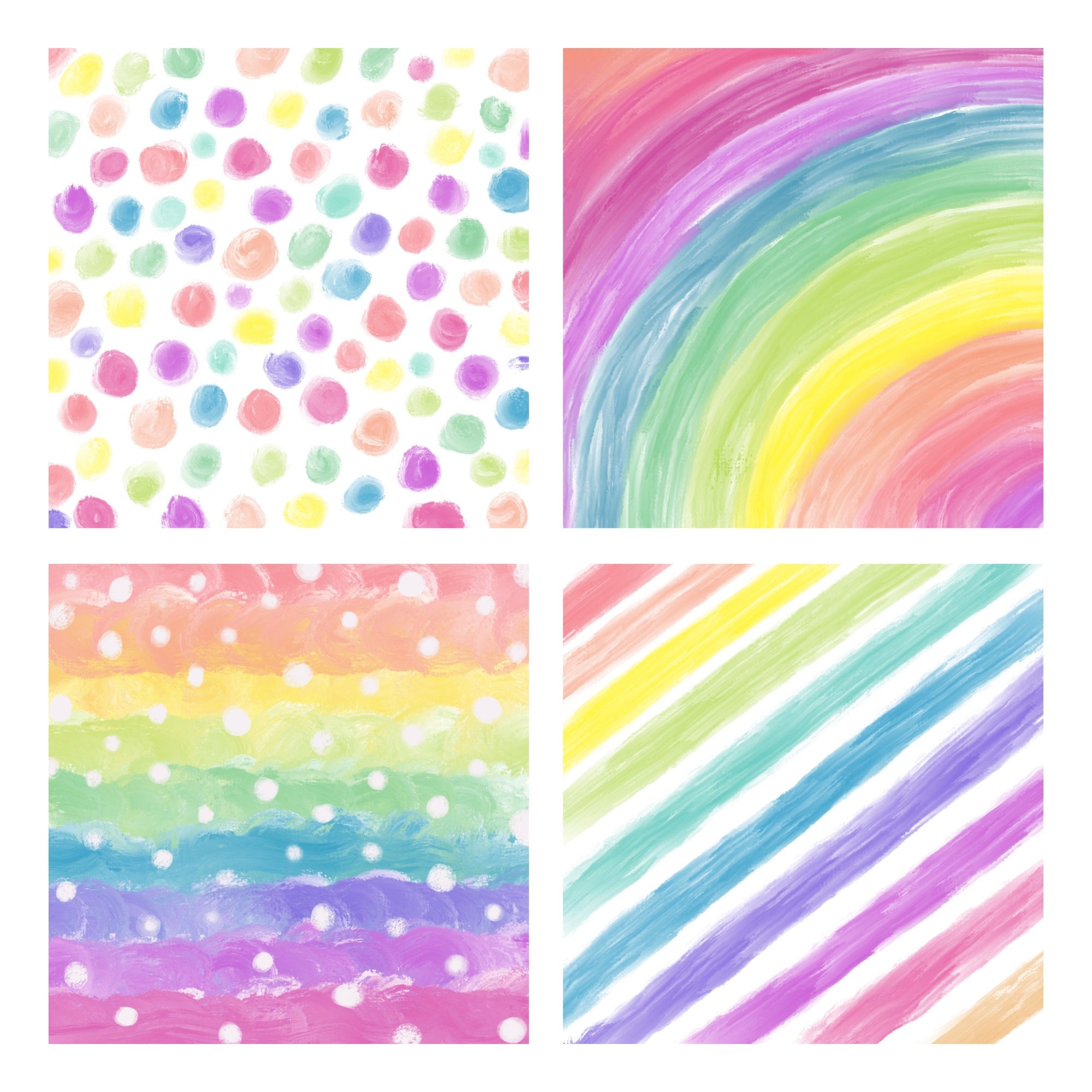 Rainbow Watercolor Digital Paper Collection - Etsy