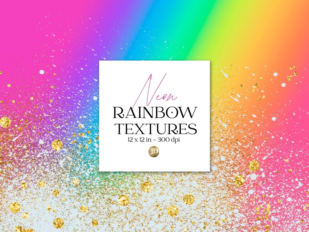 Neon Rainbow Digital Paper Collection. Glow in Rainbow. - Etsy