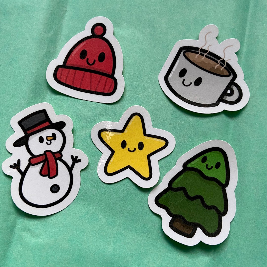 Cute Winter Sticker Pack Pack of 5 Christmas/winter Themed Adorable Die ...