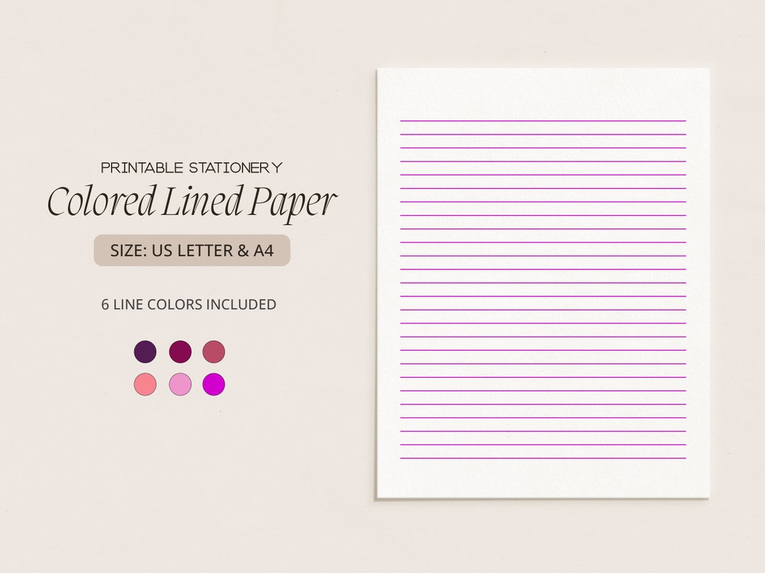 Berry Set | Plain Lined Digital Letter Writing Paper | A4, US Letter ...