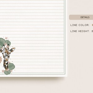 Jungle Giraffe | Printable Stationery & Envelopes | A4, US Letter 8 ...