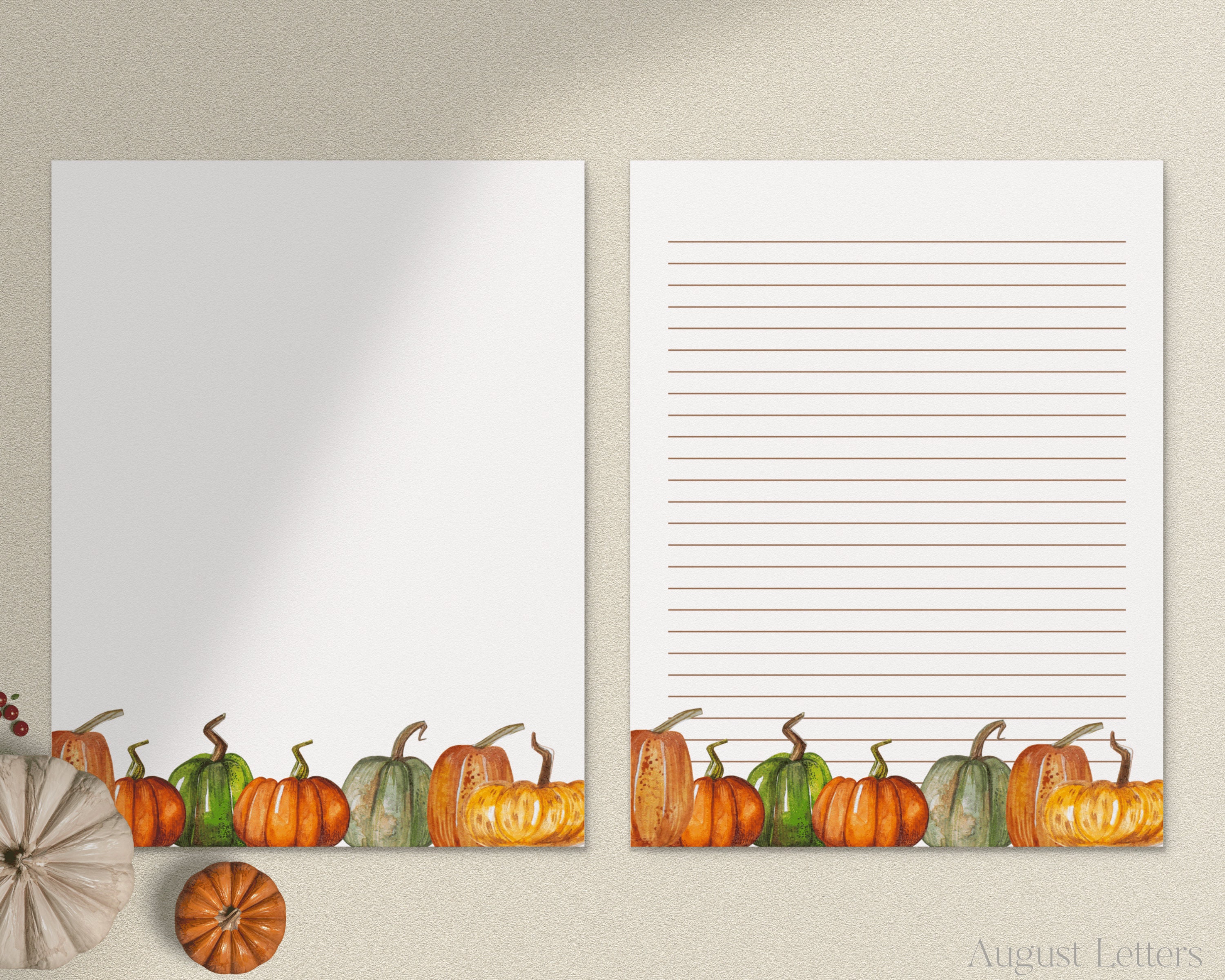 Paper & Surfaces Pretty Stationery Digital Writing Paper Fall Pumpkins ...