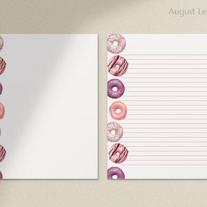 Cute Pink Donuts Printable Letter Writing Paper / A4, 8.5x11 / Lined ...