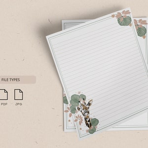 Jungle Giraffe Printable Stationery & Envelopes A4 US - Etsy