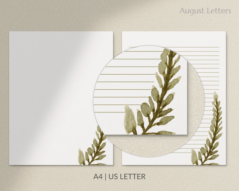 Forest Green Leaf-printable Letter Writing Paper / A4 8.5x11 - Etsy ...