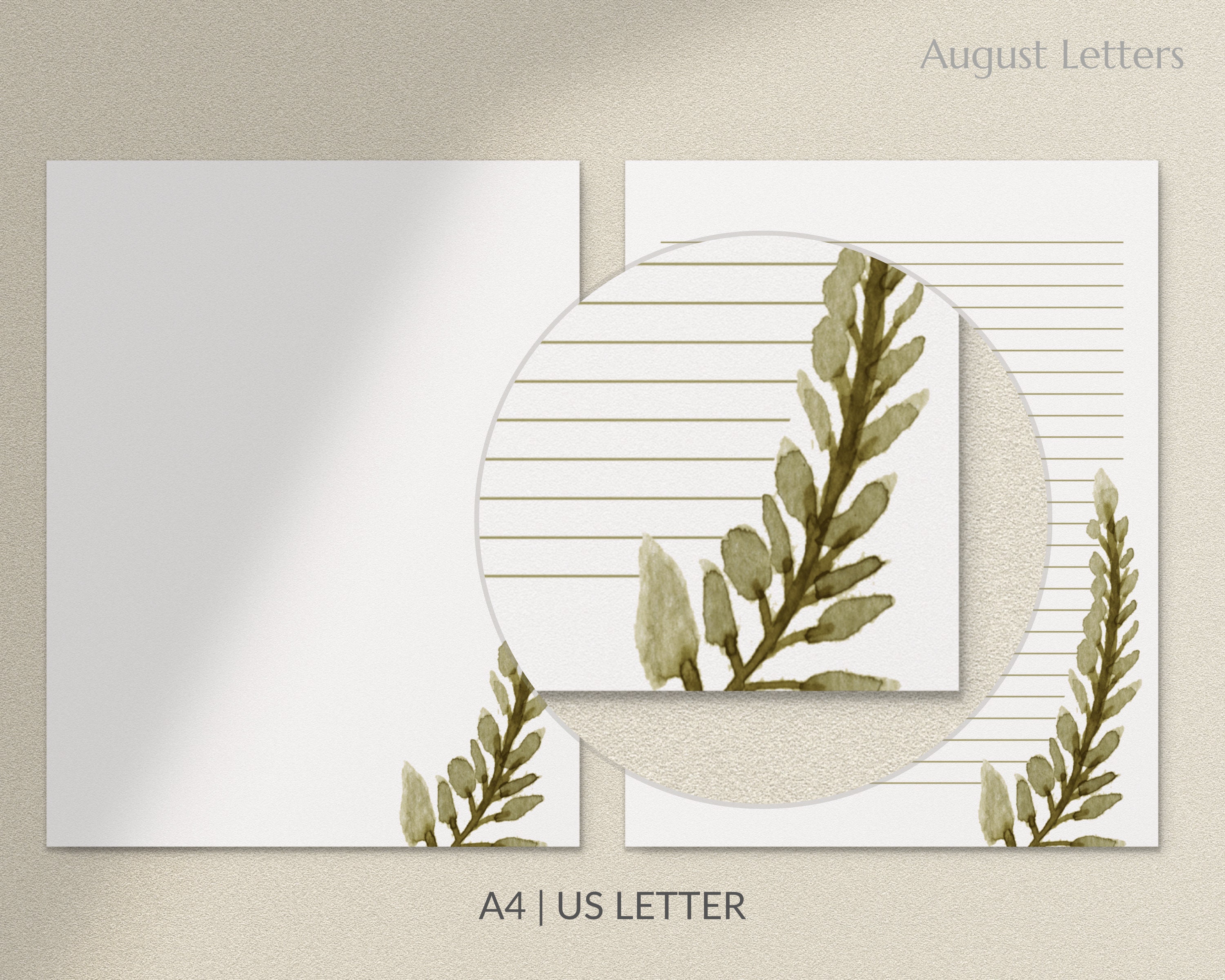 Forest Green Leaf-printable Letter Writing Paper / A4 8.5x11 - Etsy