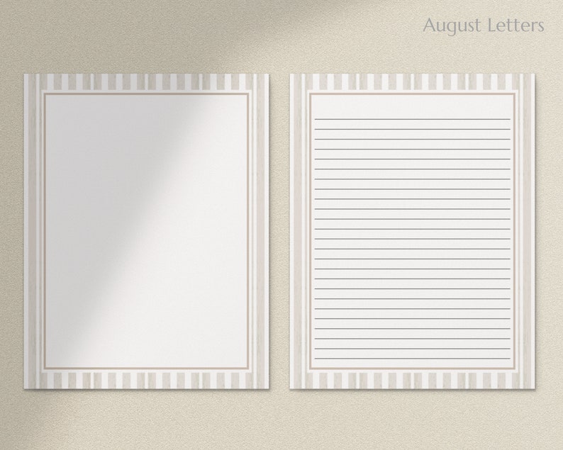 Gray Striped Printable Letter Writing Paper / A4, 8.5x11 / Lined ...