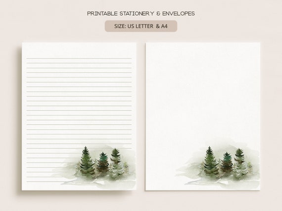 Forest Trees Printable Stationery & Envelopes A4 US - Etsy