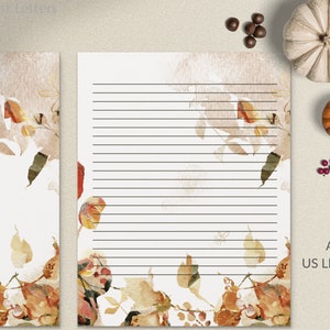 Autumn Leaves Printable Letter Writing Paper / A4, 8.5x11 / Lined ...