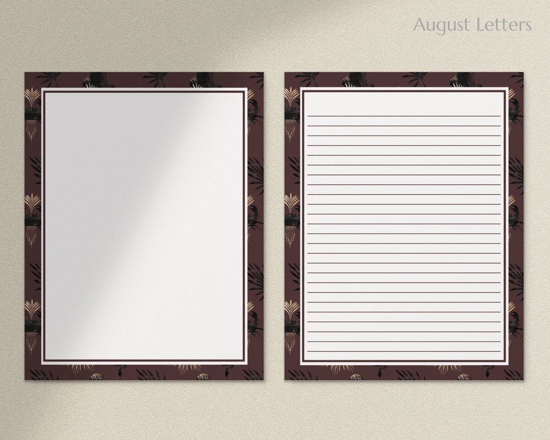 Deep Maroon Celestial Printable Stationery Paper/ A4, 8.5x11 / Lined ...