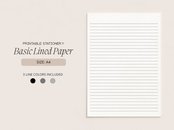 Basic Lined Letter Writing Paper Plain A4 Printable - Etsy