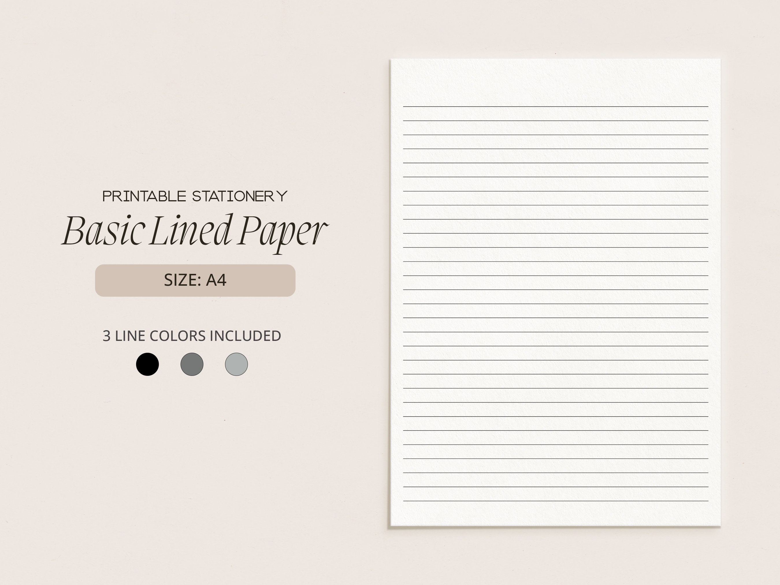Basic Lined Letter Writing Paper Plain A4 Printable - Etsy