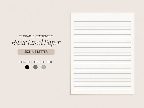 Basic Lined Letter Writing Paper Plain US Letter Printable - Etsy