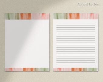 Printable Letter Writing Paper Set Stationery Watercolor - Etsy