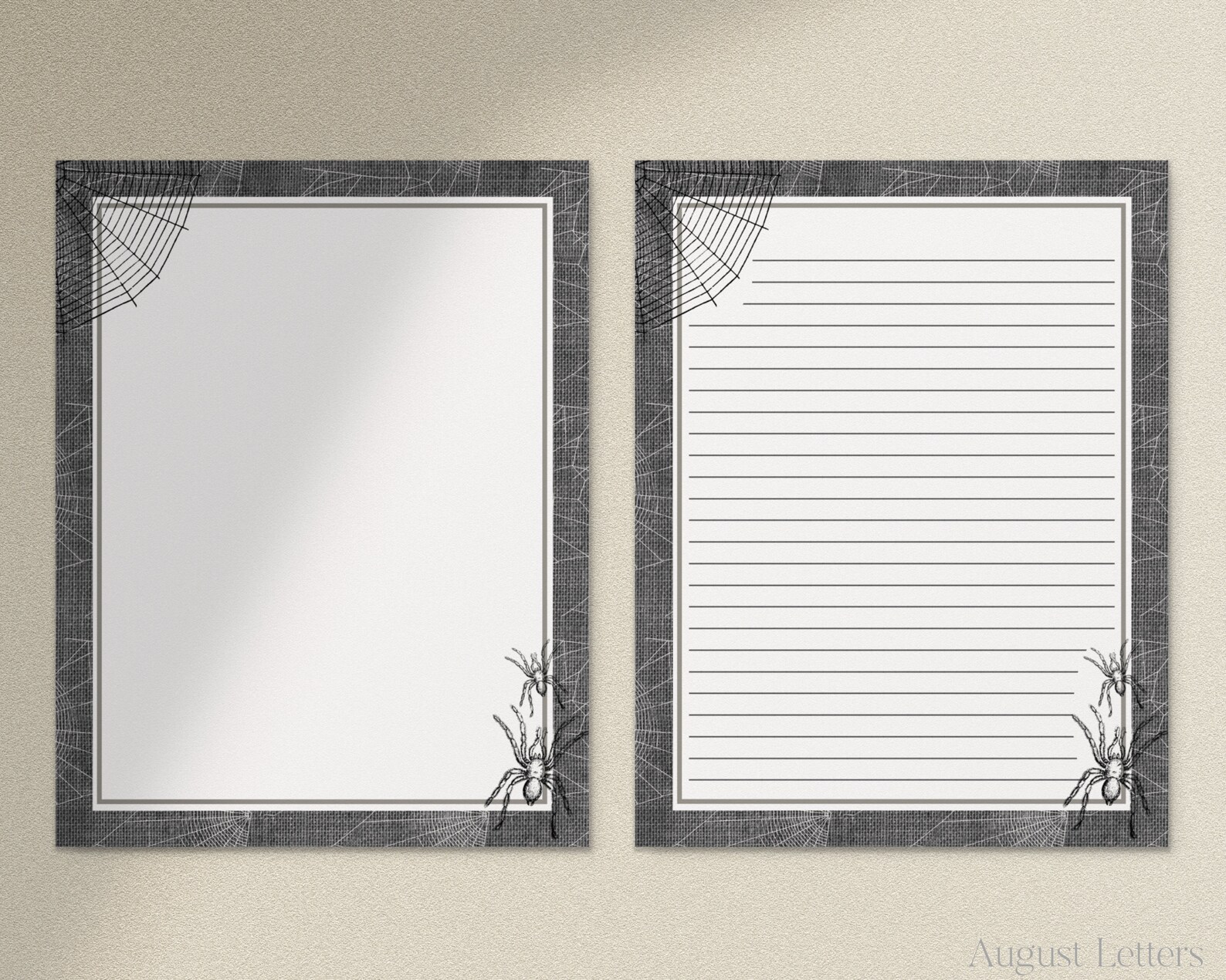 Gray Halloween Spider Printable Letter Writing Paper / A4 - Etsy