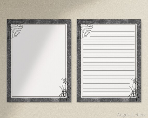 Gray Halloween Spider Printable Letter Writing Paper / A4 | Etsy